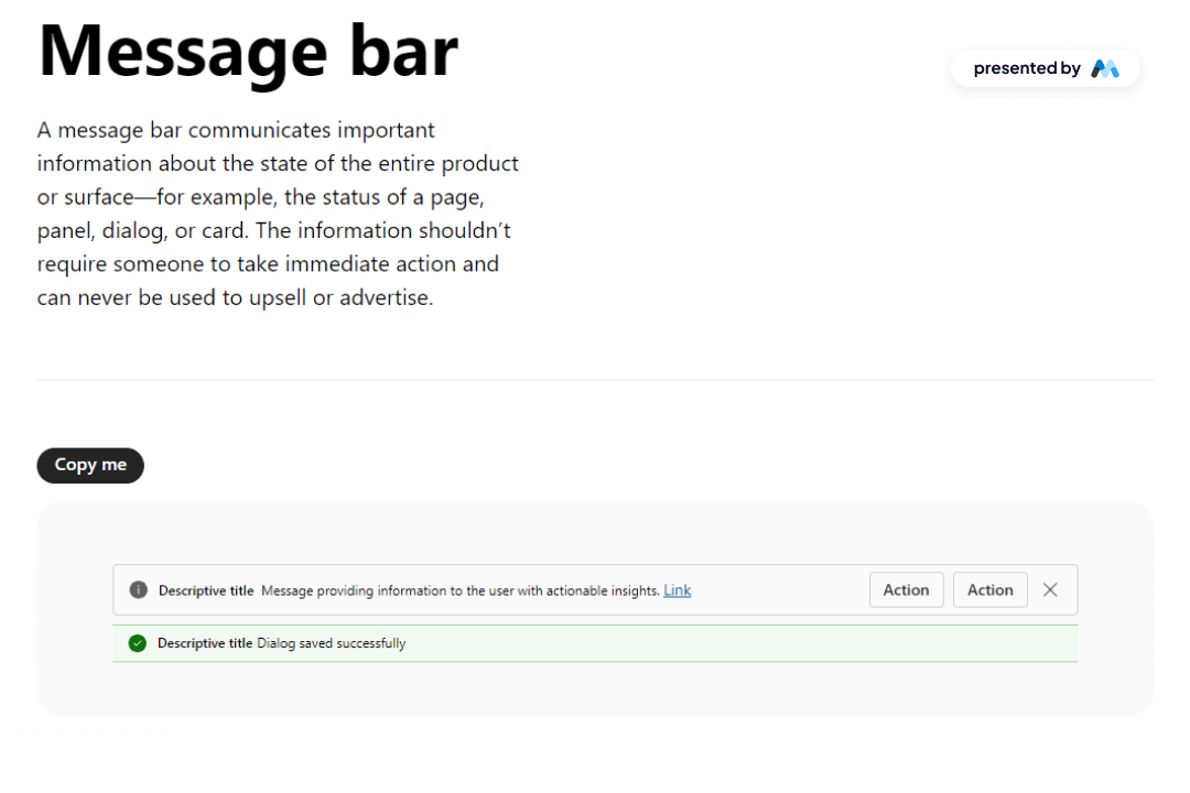 Microsoft Fluent Message Bar | Free Webflow Component